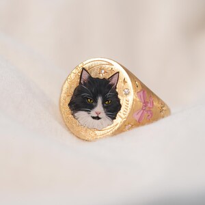 Custom Cat Enamel Ring, Pet Memorial Ring, Cat Memorial Gift, Picture ...