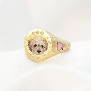 Custom Dog Memorial Ring, Pet Enamel Ring, Personalized Ring, Pet ...