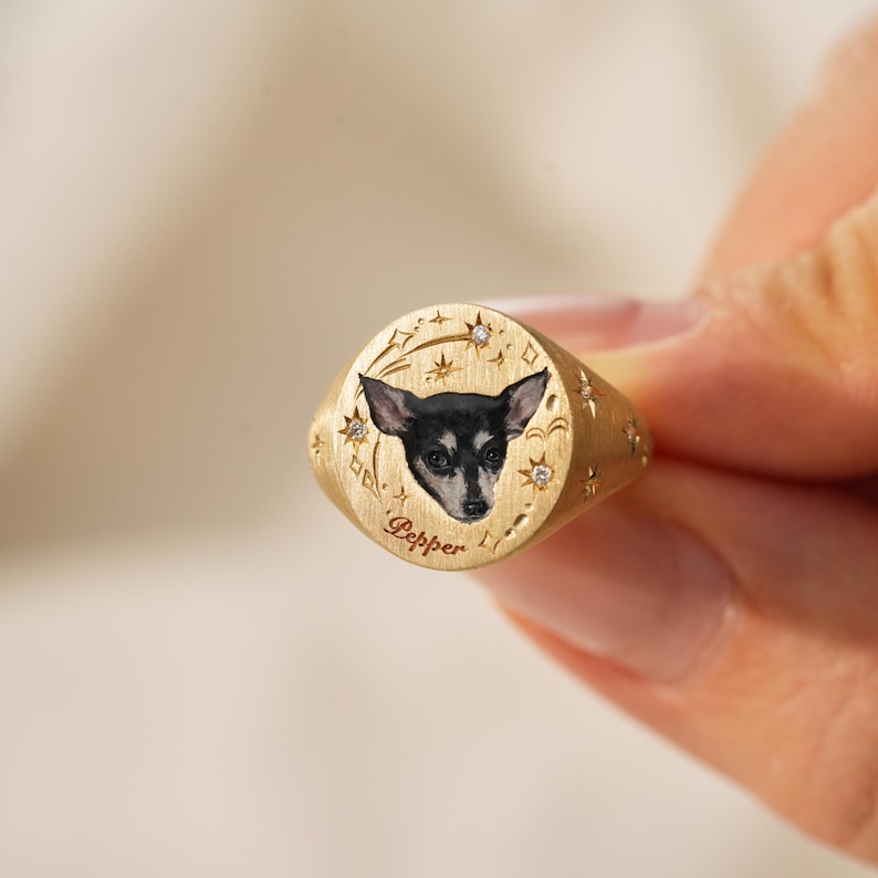 Personalized Dog Memorial Ring, Pet Enamel Ring, Pet Tribute, Dog ...