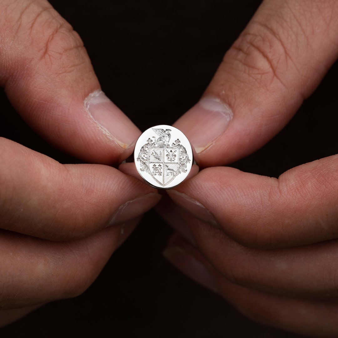 Custom Signet Ring, Solid Silver Rings for Men/women, Handcrafted Jewelry, Etching Ring ...