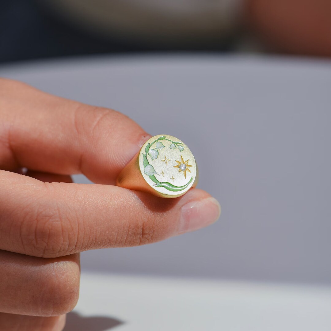 Personalized Birth Flower Ring, Lily of the Valley Flower, Floral ...