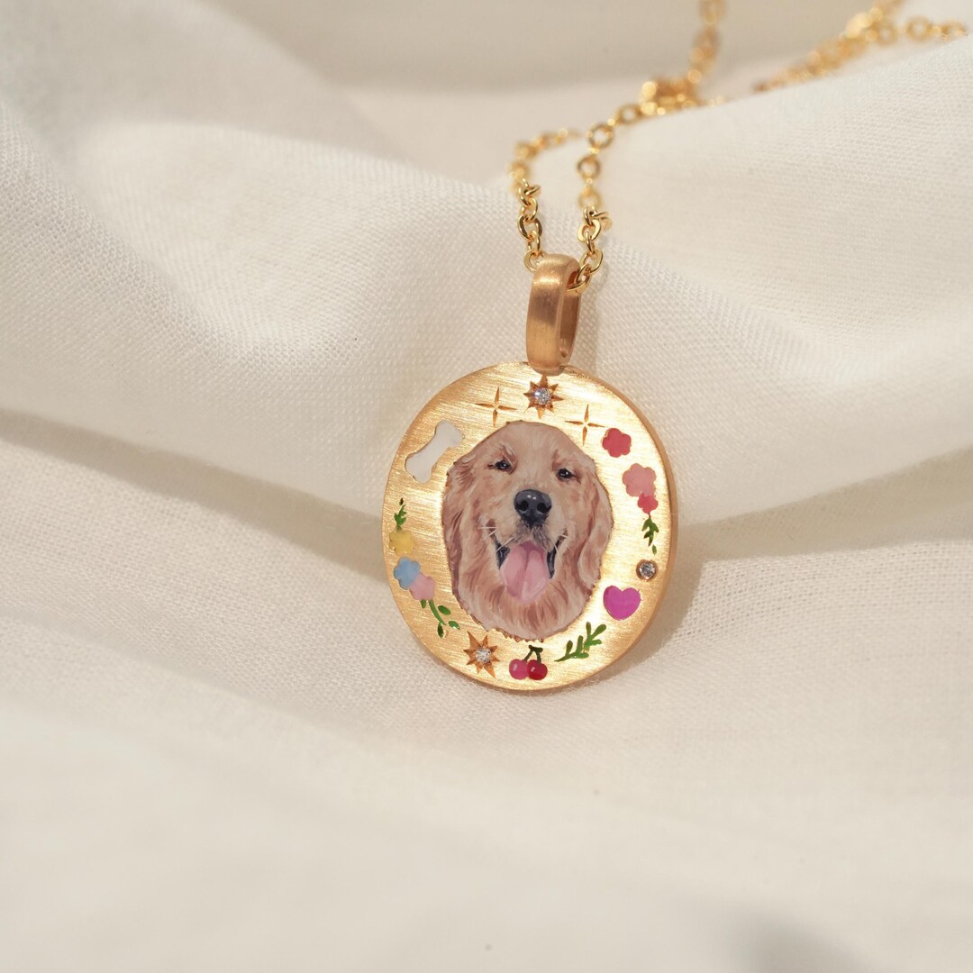 Custom Pet Pendant Necklace, Pet Photo Necklace, Dog Enamel Jewelry ...