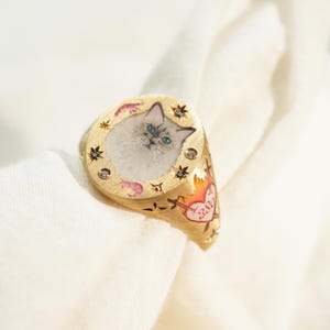 Personalized Pet Enamel Ring, Cat Portrait Ring, Pet Memorial , Cat ...