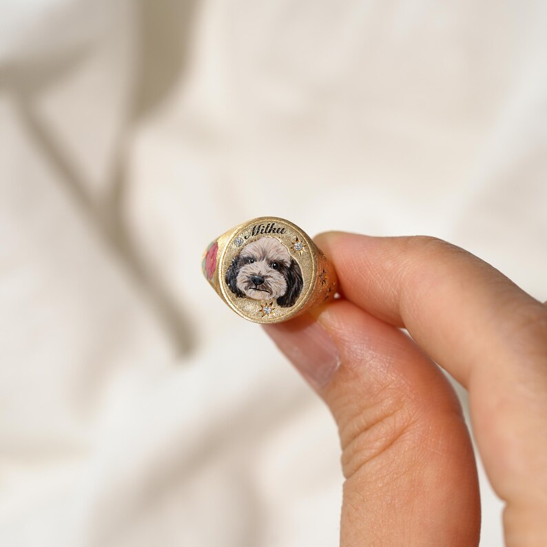 Custom Dog Enamel Ring, Pet Memorial Ring, Handmade Jewelry, Gift For ...