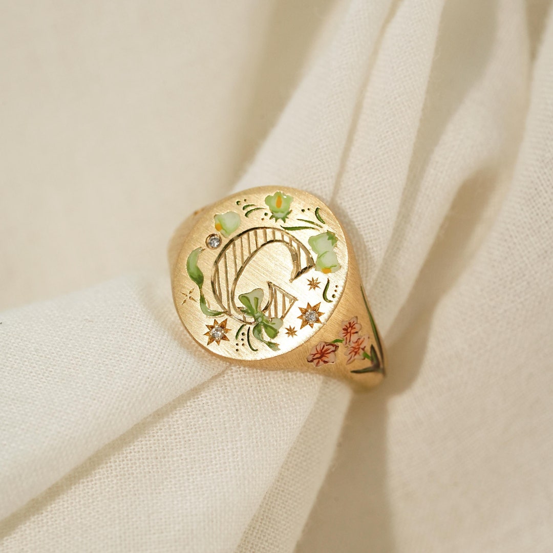 Custom Birth Flower Ring, the Lily of Valley Flower Enamel Ring, Birth ...
