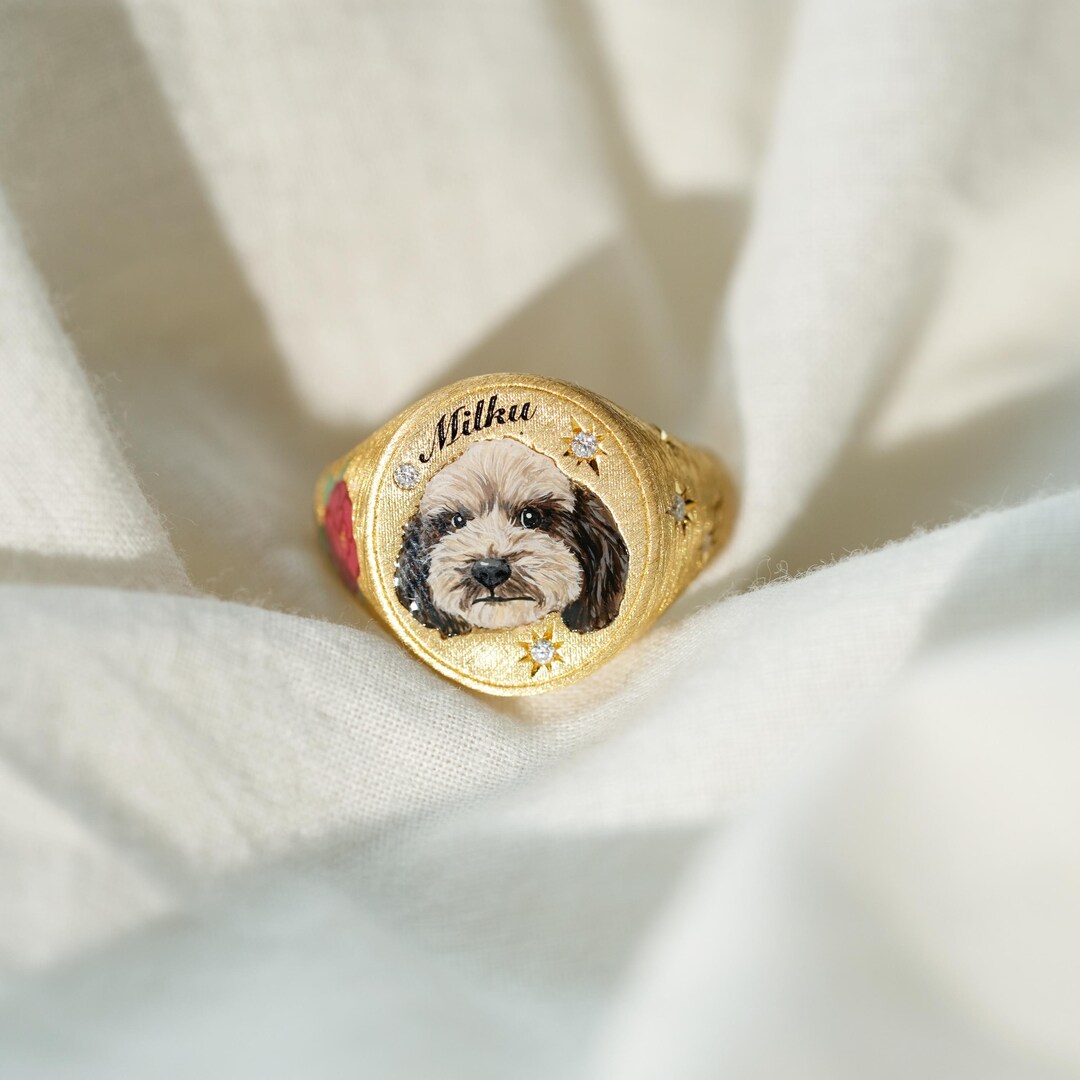 Custom Dog Enamel Ring, Pet Memorial Ring, Handmade Jewelry, Gift For ...