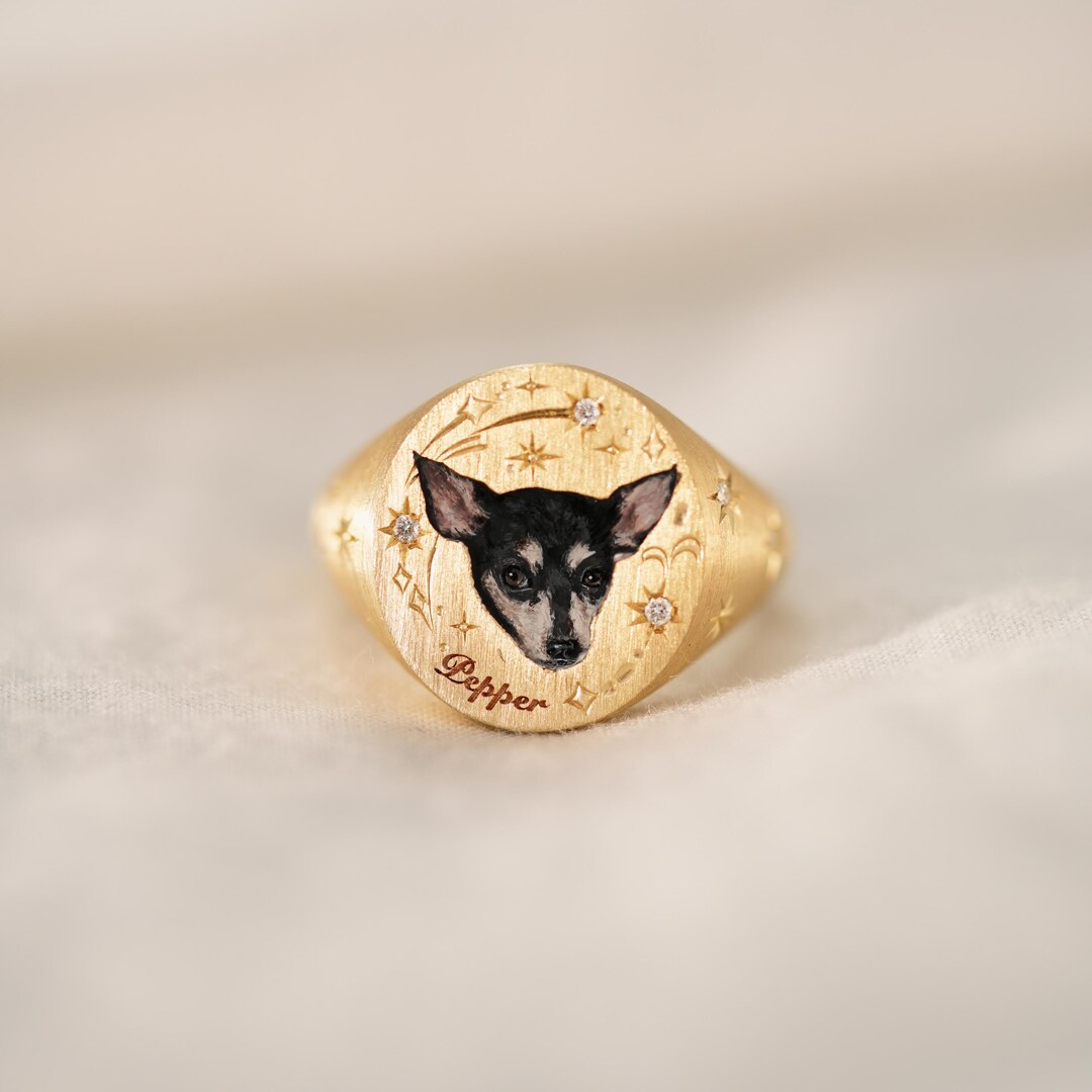 Personalized Dog Memorial Ring, Pet Enamel Ring, Pet Tribute, Dog ...