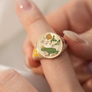 The Frog Prince Ring, Custom Enamel Ring, the Rose Photo Ring, Handmade ...