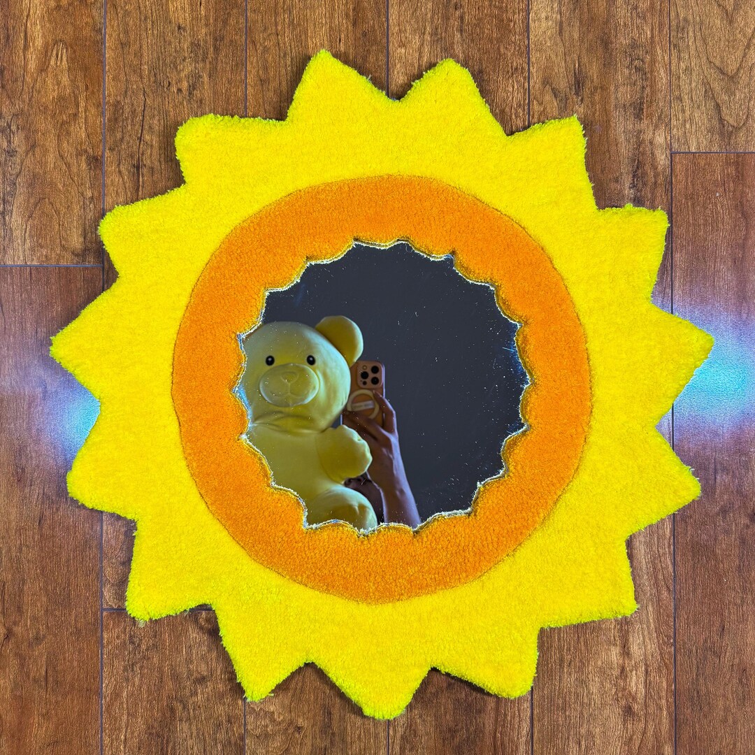 Sunshine Sunflower Wall Mirror | 100% Handmade Tufted Art Gift | Cozy ...