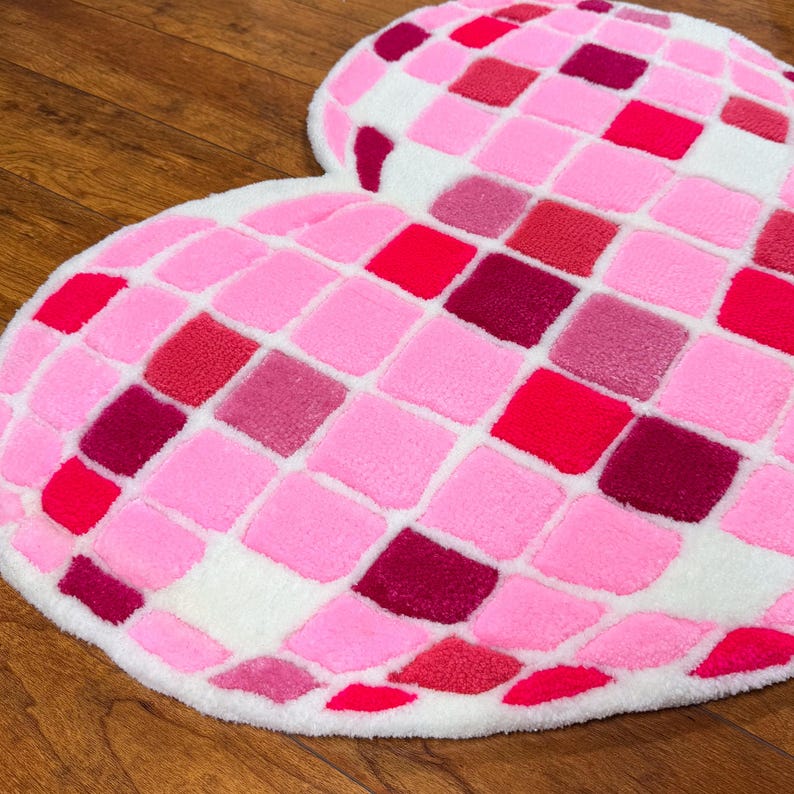 Heart-shaped Disco Ball Floor Rug | 100% Handmade Tufted Art Gift ...