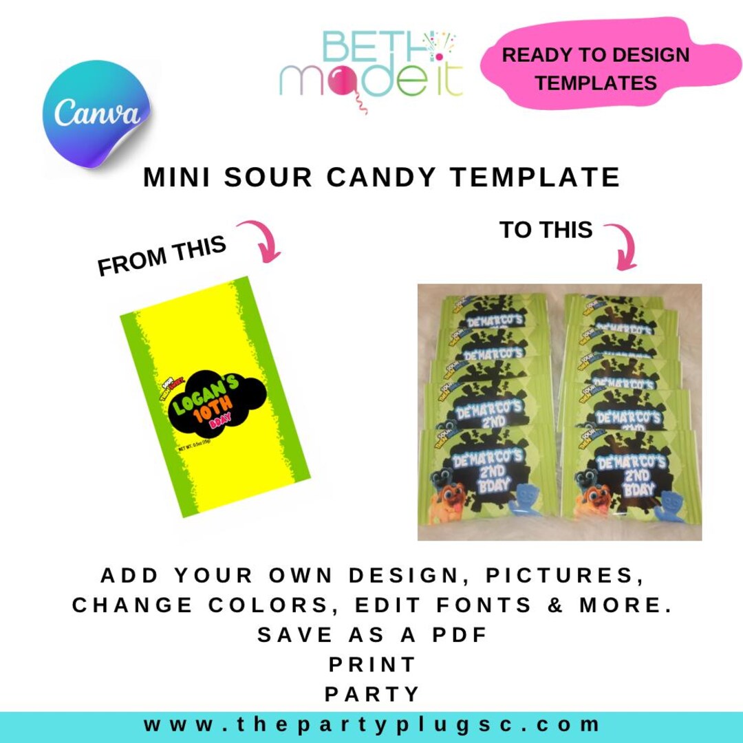 Mini Sour Candy Template Canva - Etsy