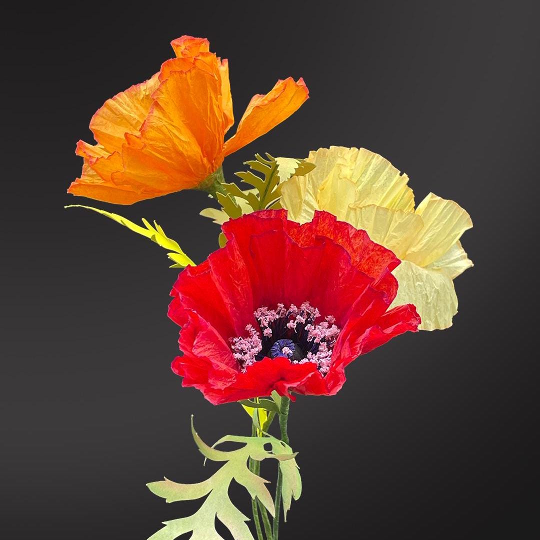 Tissue Paper Poppy Bouquet Red Yellow Orange - Etsy