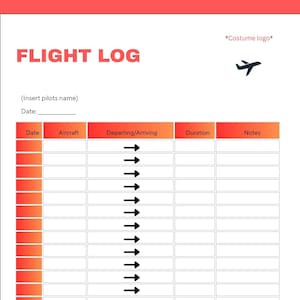 Customizable Flight Log - Etsy