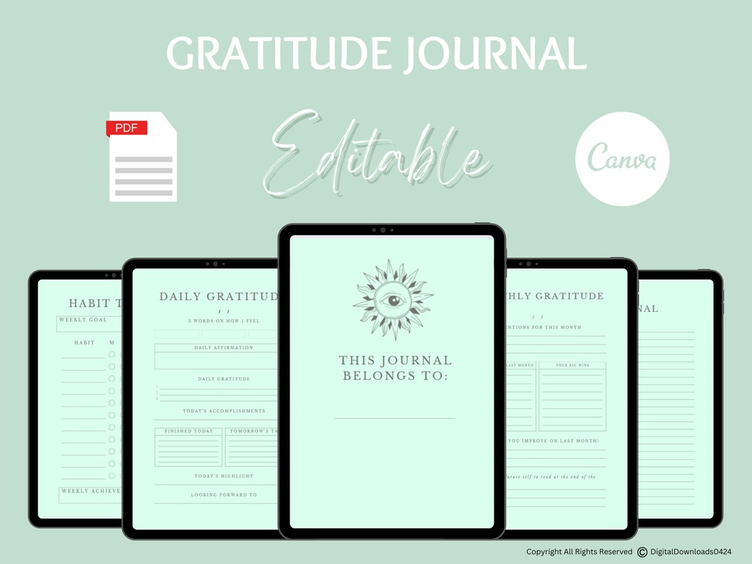 Editable Gratitude Journal Template Easy to Use Beginner Friendly ...