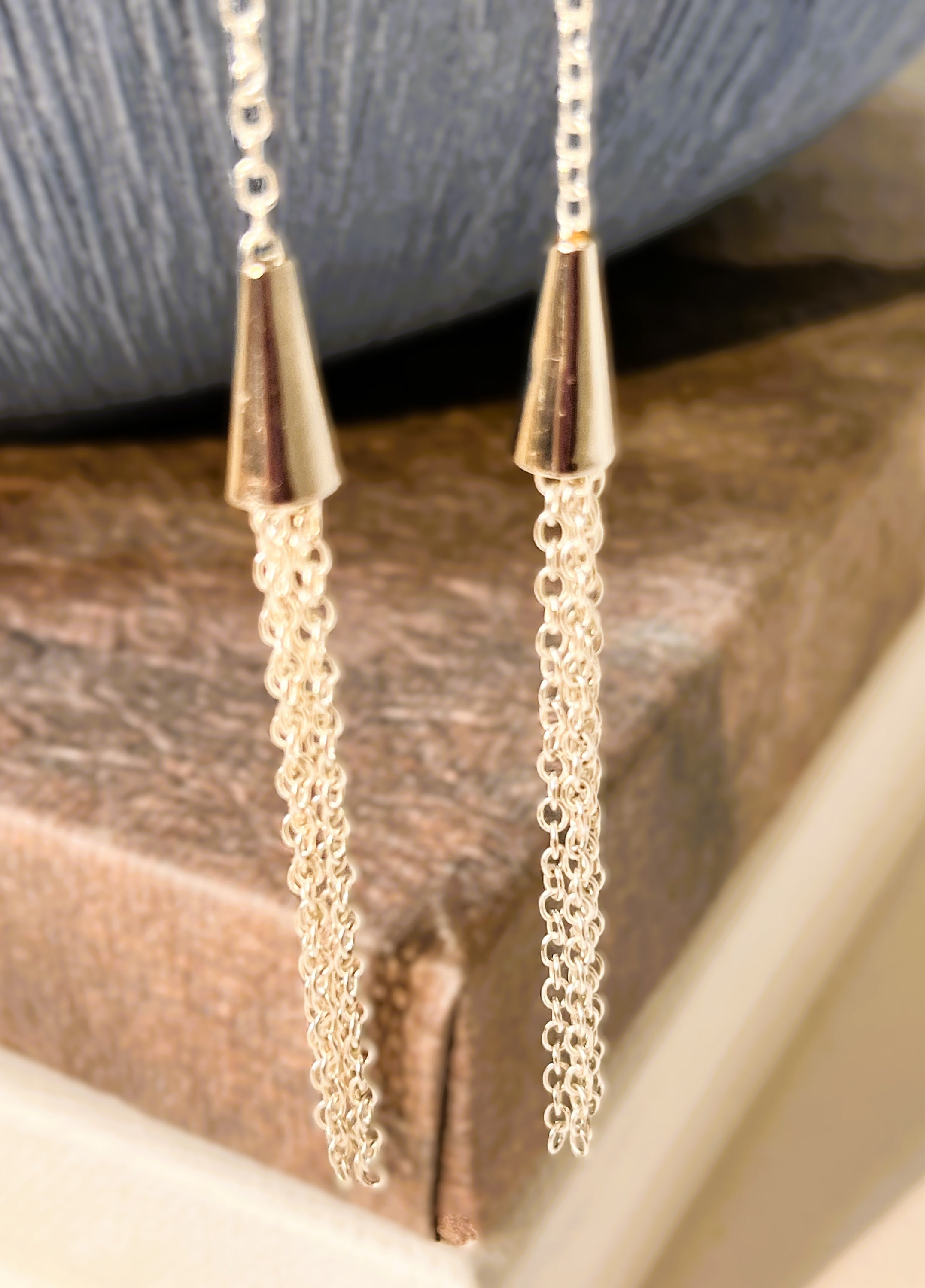 Blue and White Ceramic Lariat Ladder Necklace With Chain Tassels - Etsy