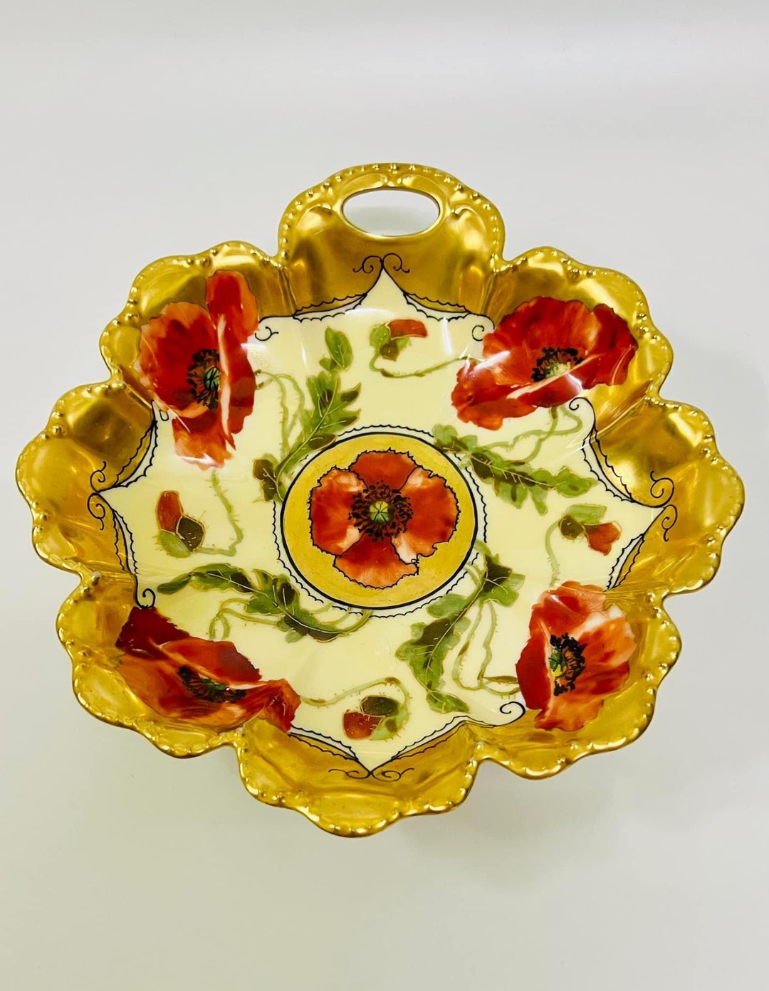 Pickard China Limoges Hand-painted Poppy Heavy Gold Artist Signed ...