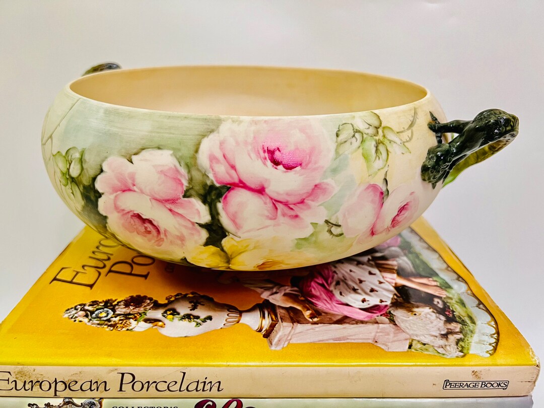 Double Dagron Handle Antique Belleek unmarked Hand Painted Roses ...