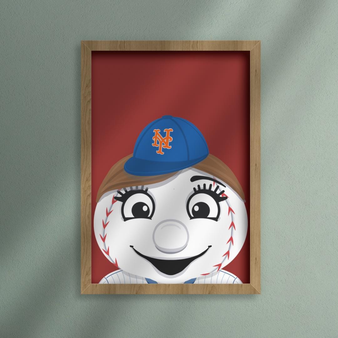 New York Mets Mrs Met Mascot - Cute Kids Minimalist Aesthetic Digital ...
