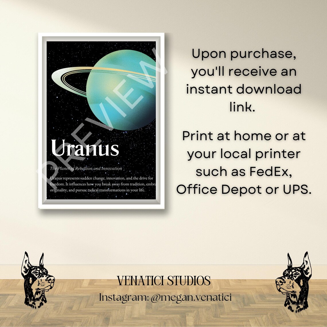 Uranus Astrology Themed Poster Digital Download 18x24 Print JPG, PNG ...