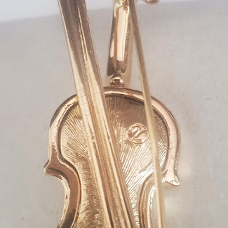 Swarovski Violin Brooch Clear Crystals Gold Plated Swan Signed - Etsy