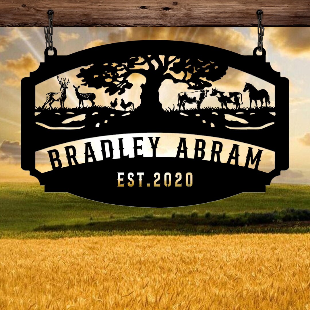 Metal Farm Sign, Custom Metal Farm Name Sign, Large Metal Name Sign ...