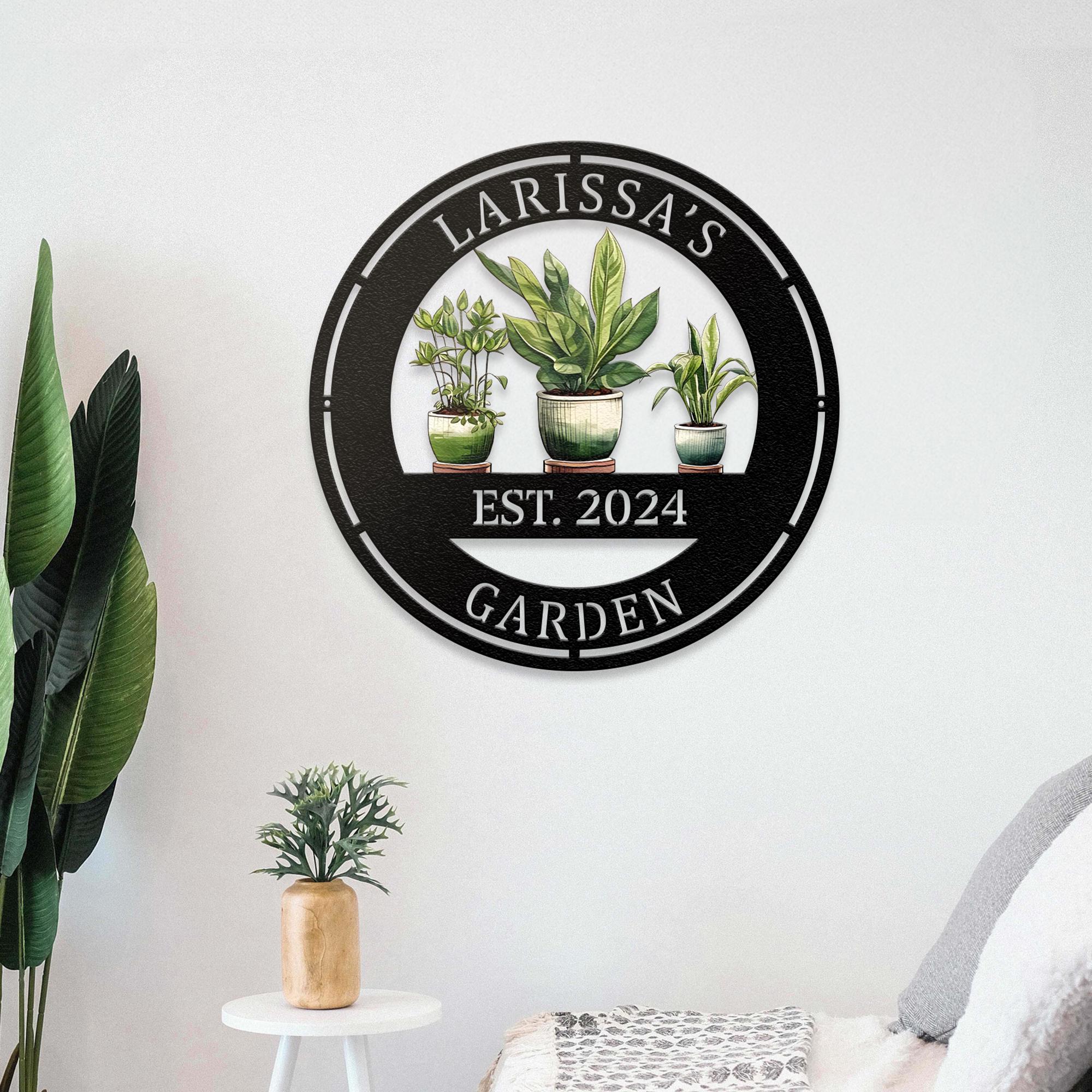 Custom Name Garden Print Metal Sign, Custom Metal Hanging Garden Sign ...