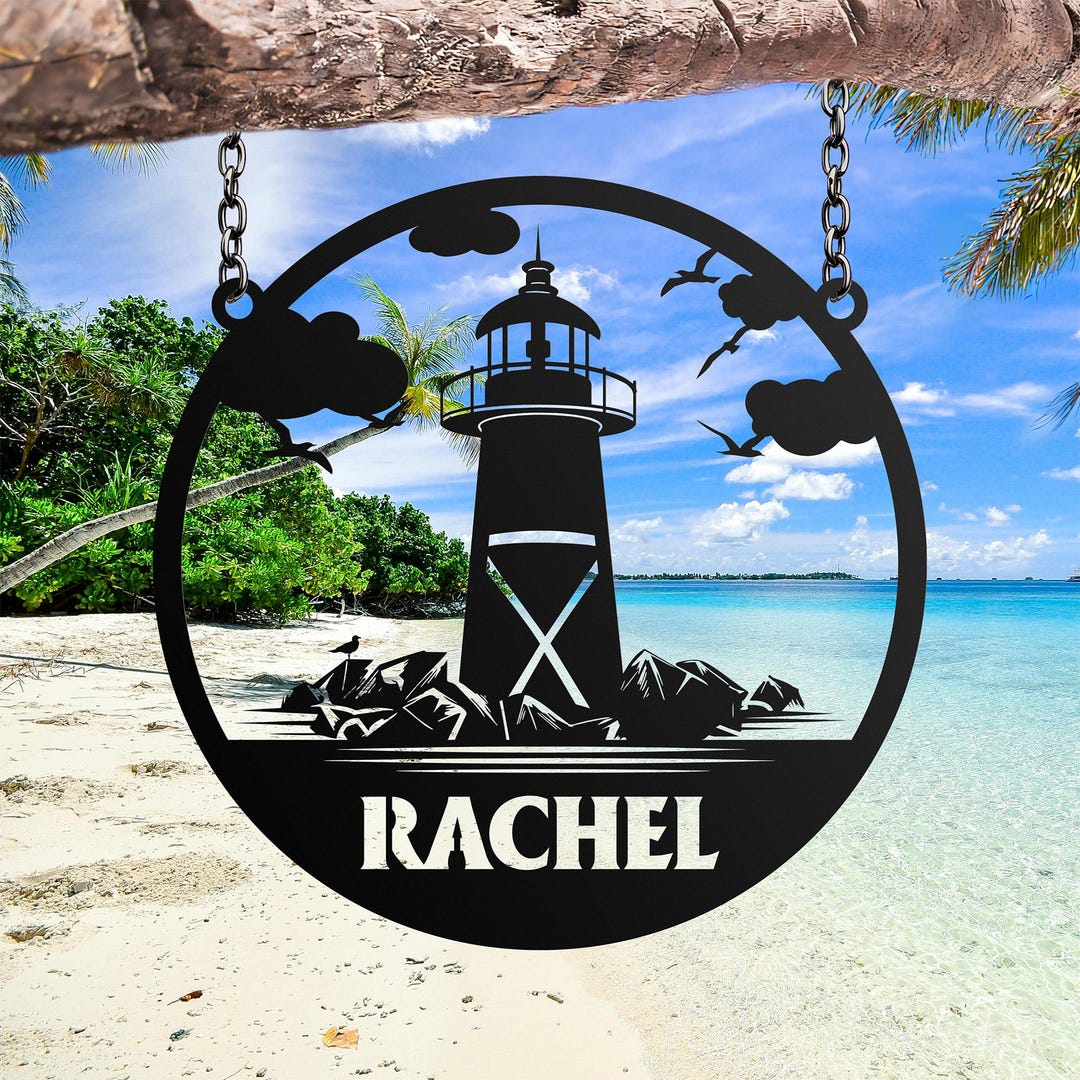 Personalized Lighthouse Sign, Custom Lighthouse Name Sign, Beach House ...