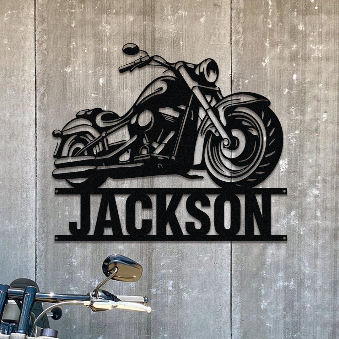 Custom Motorcycle Sign, Personalized Biker Name Sign, Motorbike ...