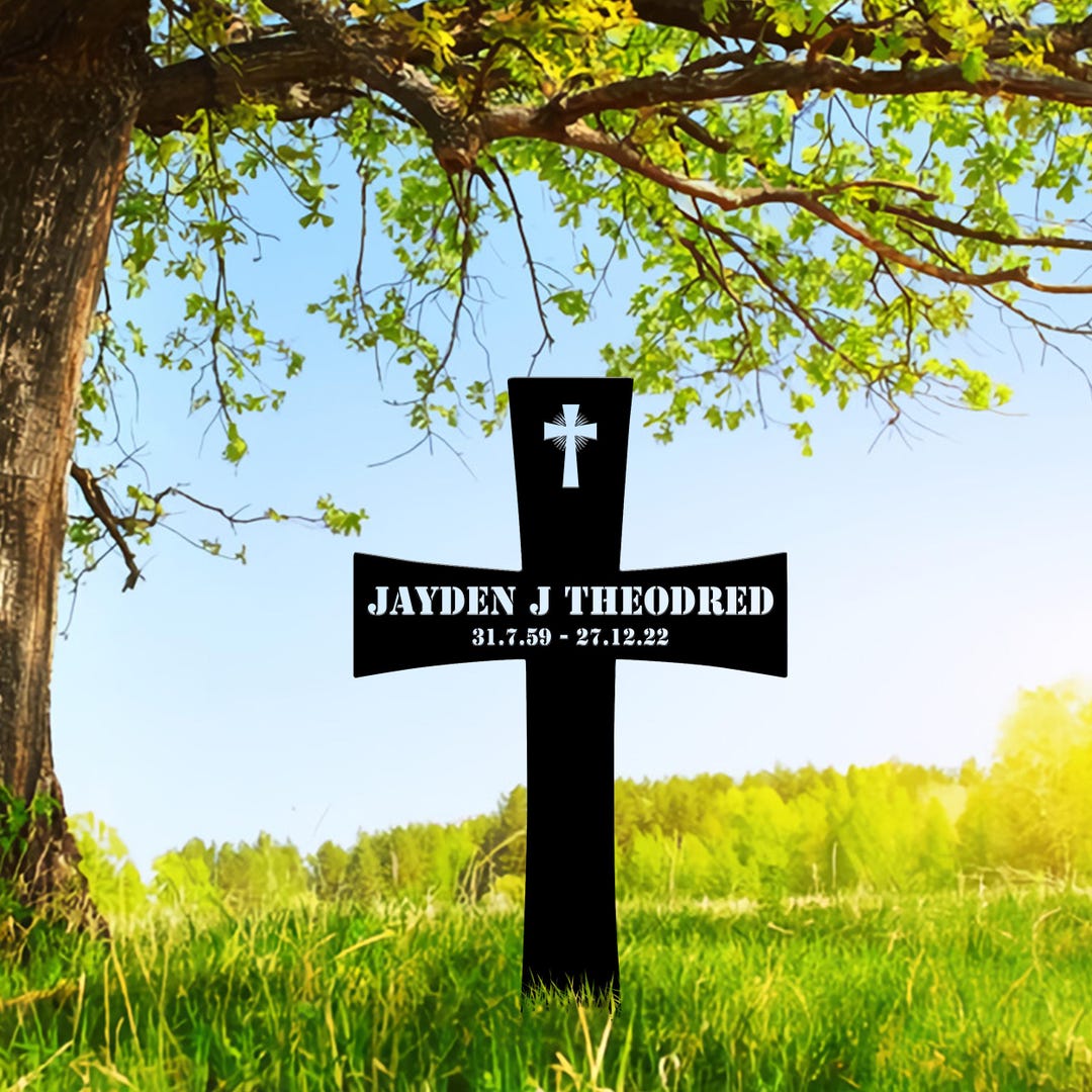 Custom Cross Memorial Metal Stake, Personalized Cross Stake, Loss of ...