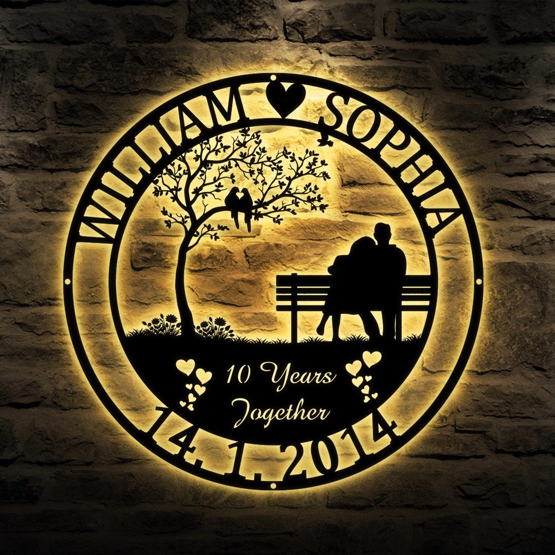 Personalized Wedding Anniversary Gift for Couple, Couple Metal Sign ...