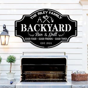 Personalized Backyard Sign Custom Bar & Grill Sign Metal Sign Bar Signs ...