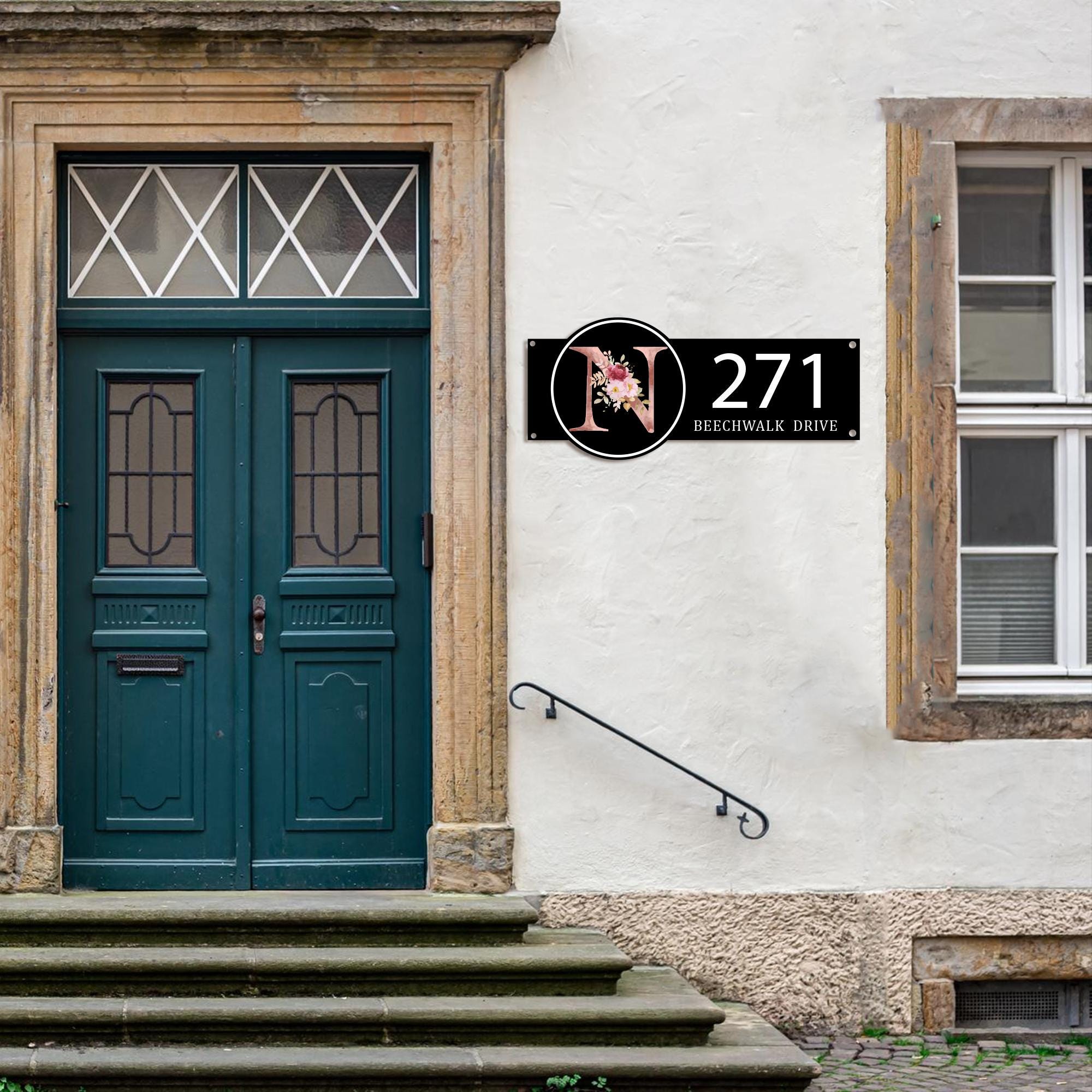 Personalized Family Name Split Letter Monogram Metal Address Sign ...