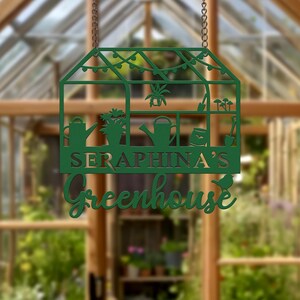 Custom Metal Greenhouse Sign, Personalized Hanging Garden Sign ...