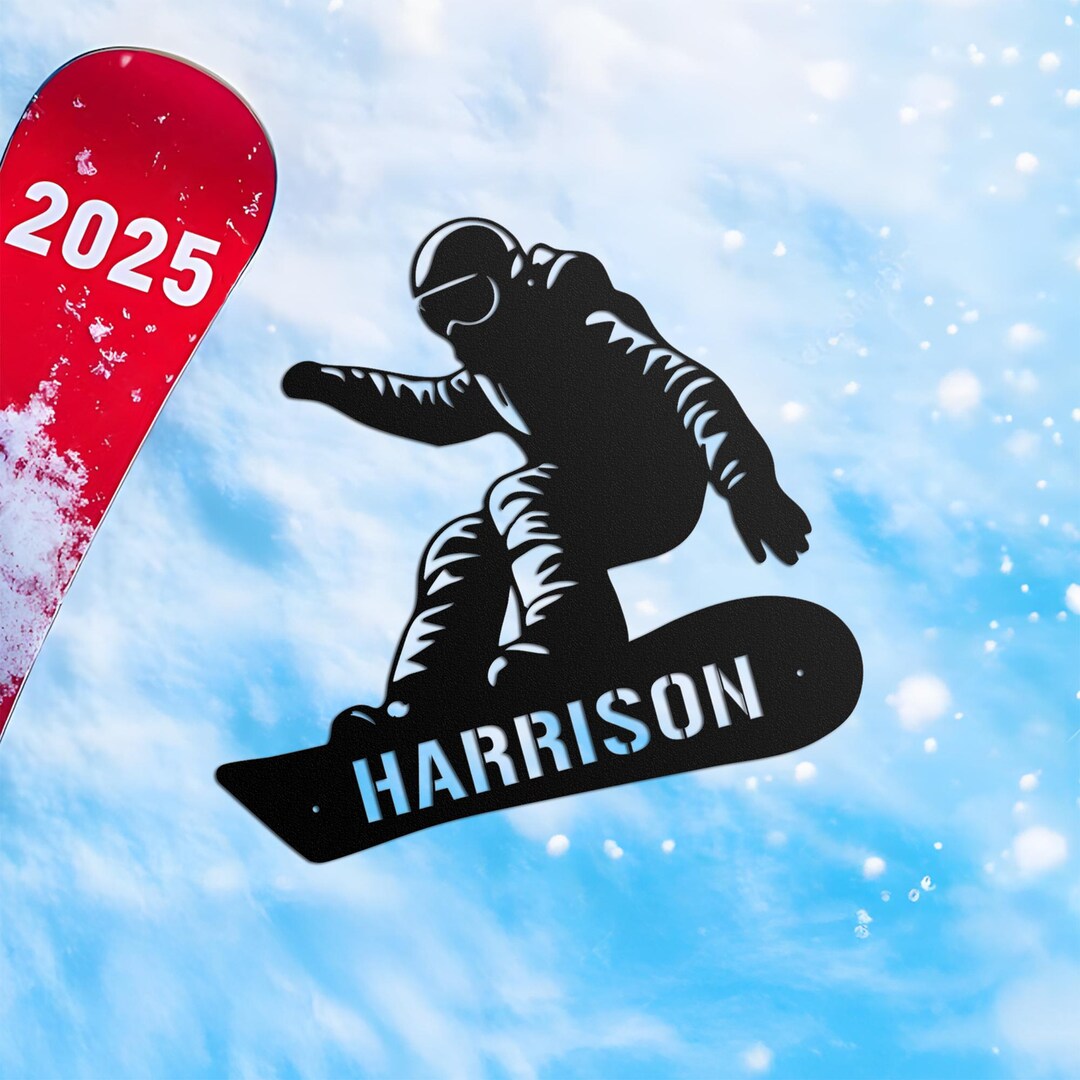 Custom Snowboarding Metal Wall Art LED Light Personalized Snowboard ...