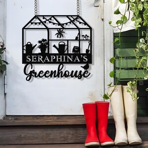 Custom Metal Greenhouse Sign, Personalized Hanging Garden Sign ...