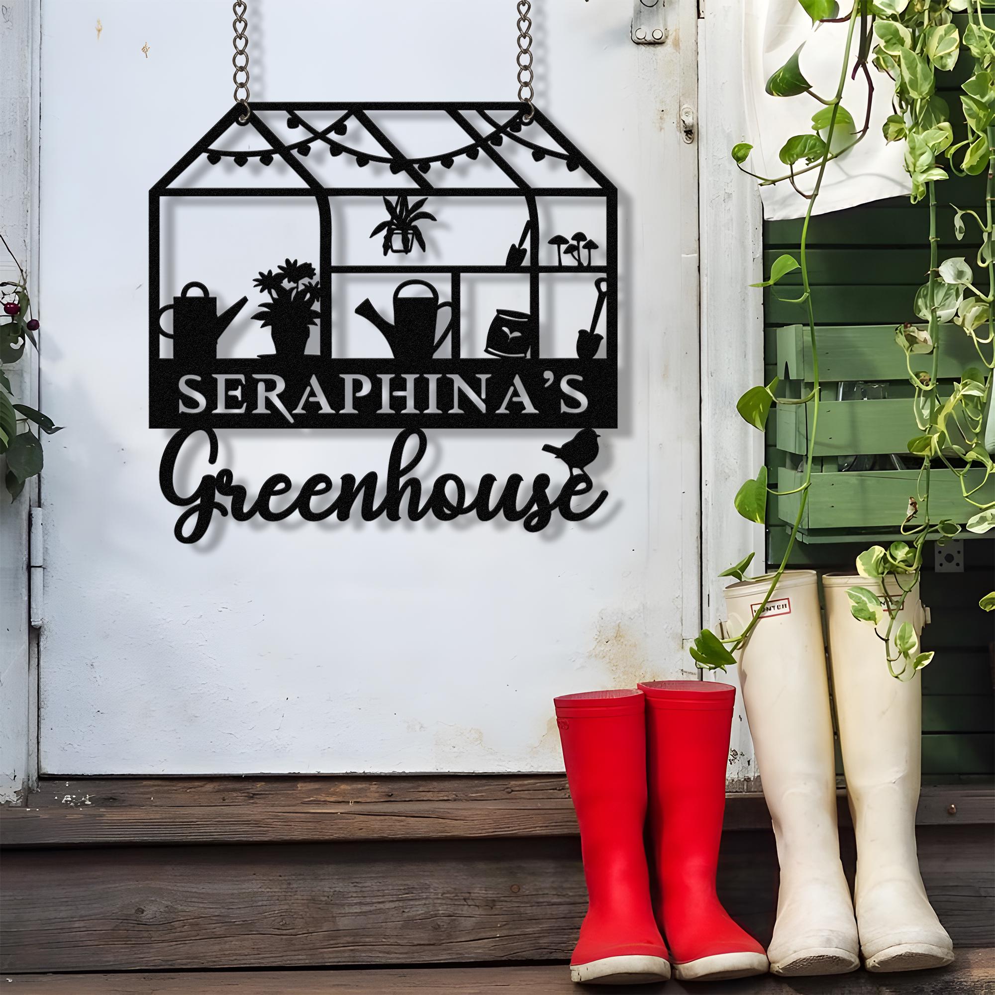 Custom Metal Greenhouse Sign, Personalized Hanging Garden Sign ...