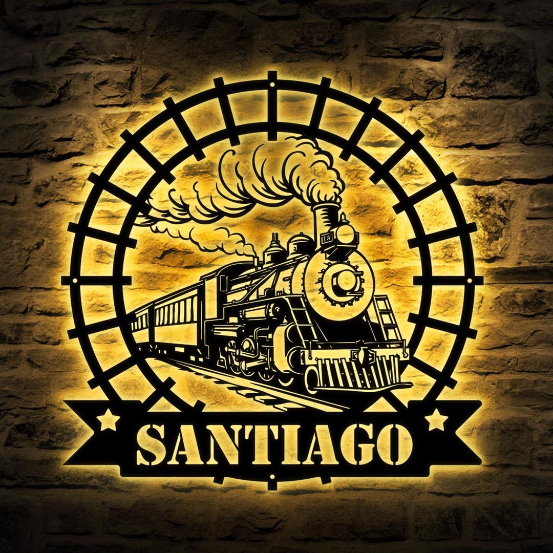 Custom Train Metal Wall LED Lights, Railroad Wall Decor, Railroad Sign ...