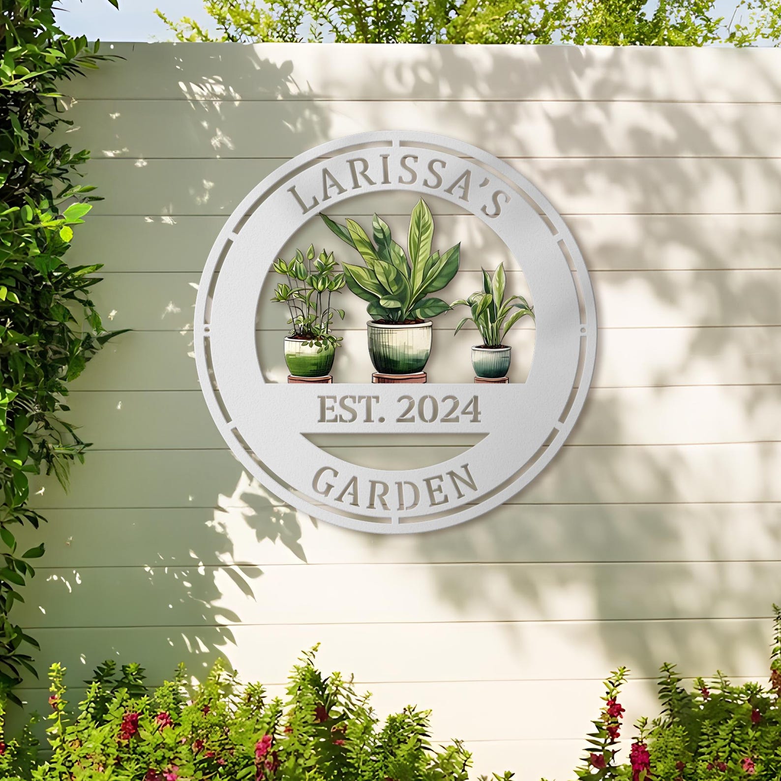 Custom Name Garden Print Metal Sign, Custom Metal Hanging Garden Sign ...