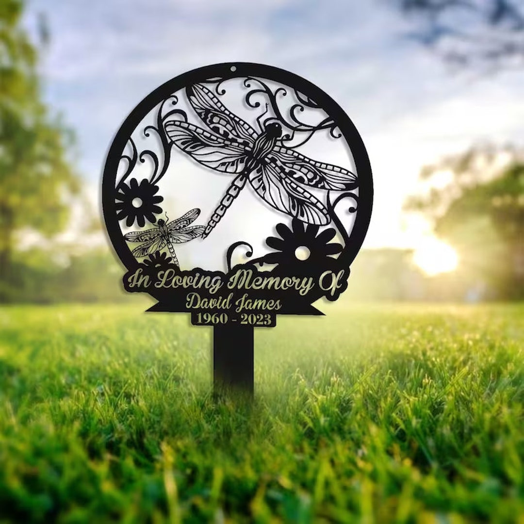 Custom Dragonfly Memorial Stake, Metal Stake, in Loving Memory ...