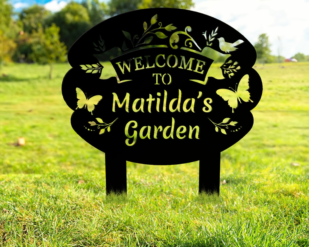 Metal Garden Sign With Stakes, Garden Stake Sign Personalized, Garden ...