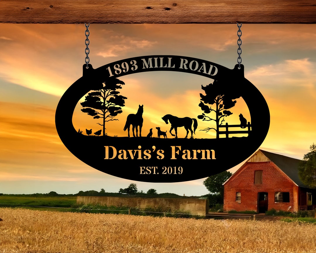 Custom Metal Farm Sign Name Sign, Metal Barn Sign, Large Metal Name ...
