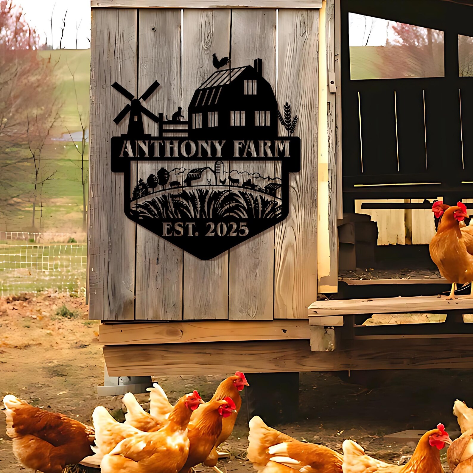 Custom Metal Farm Sign Name Sign, Metal Barn Sign, Large Metal Name ...
