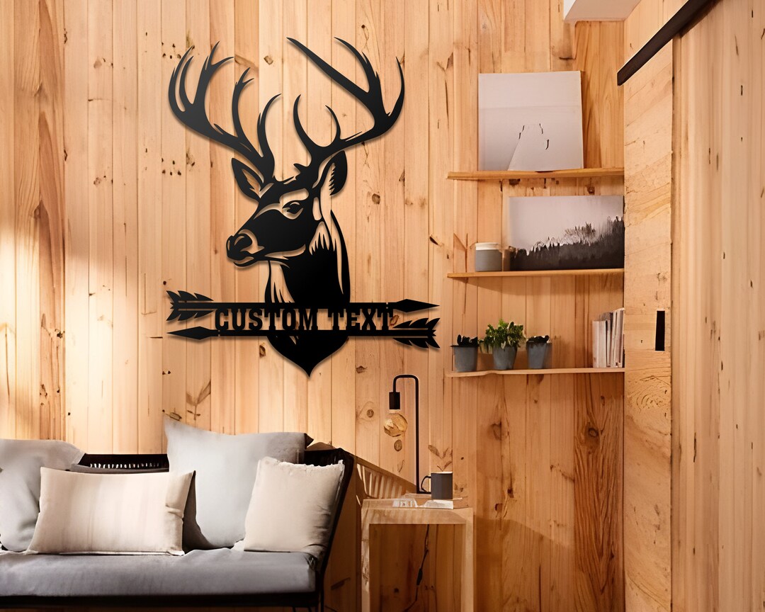 Custom Deer Head Metal Sign, Deer Hunter Gift, Deer Camp Sign ...