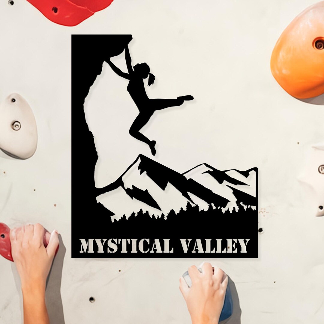 Custom Rock Climbing Metal Wall Art LED Light Personalized Rock Climber ...