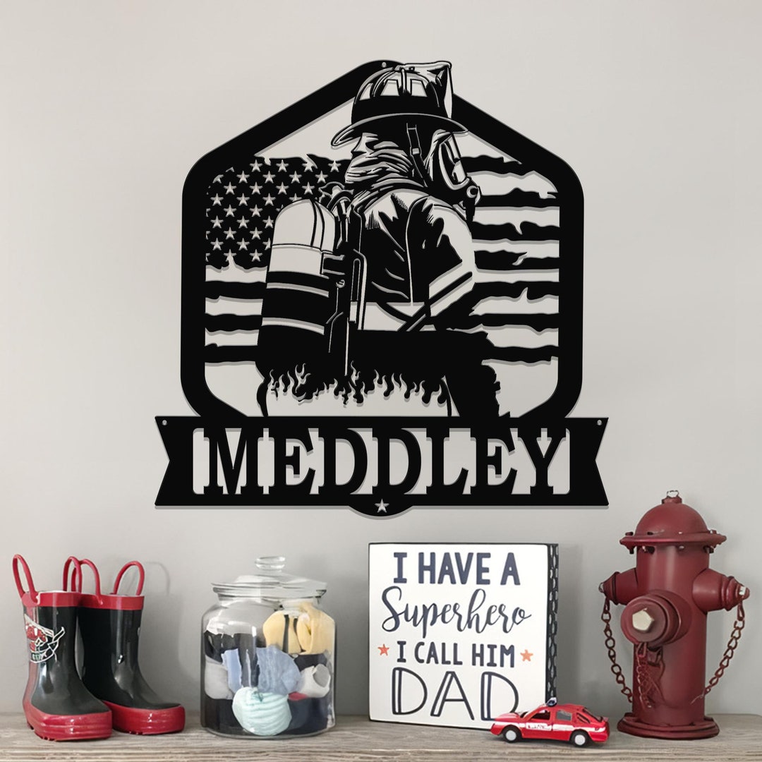 Firefighter Monogram Personalized Metal Sign - Fireman, Firewoman ...