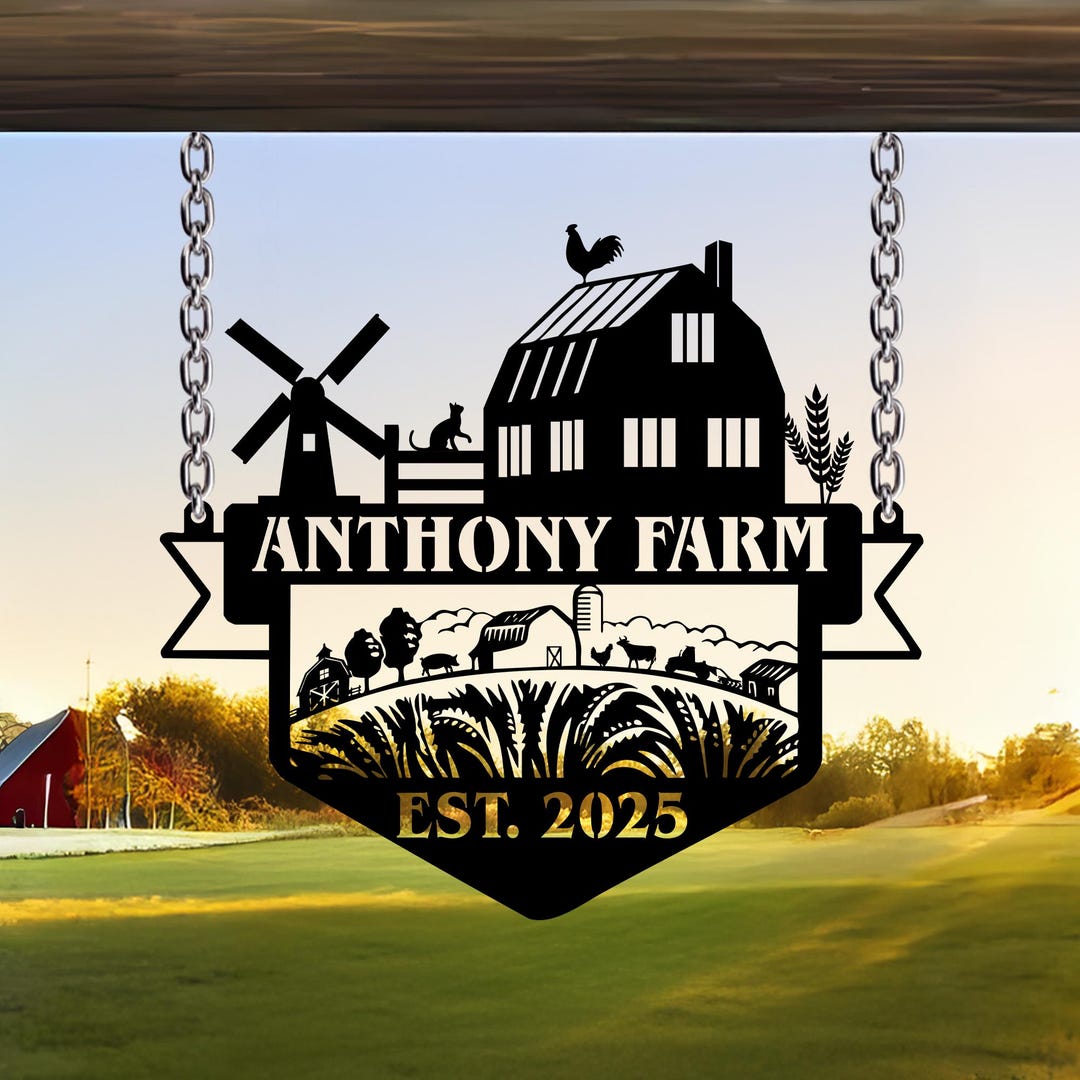 Custom Metal Farm Sign Name Sign, Metal Barn Sign, Large Metal Name ...