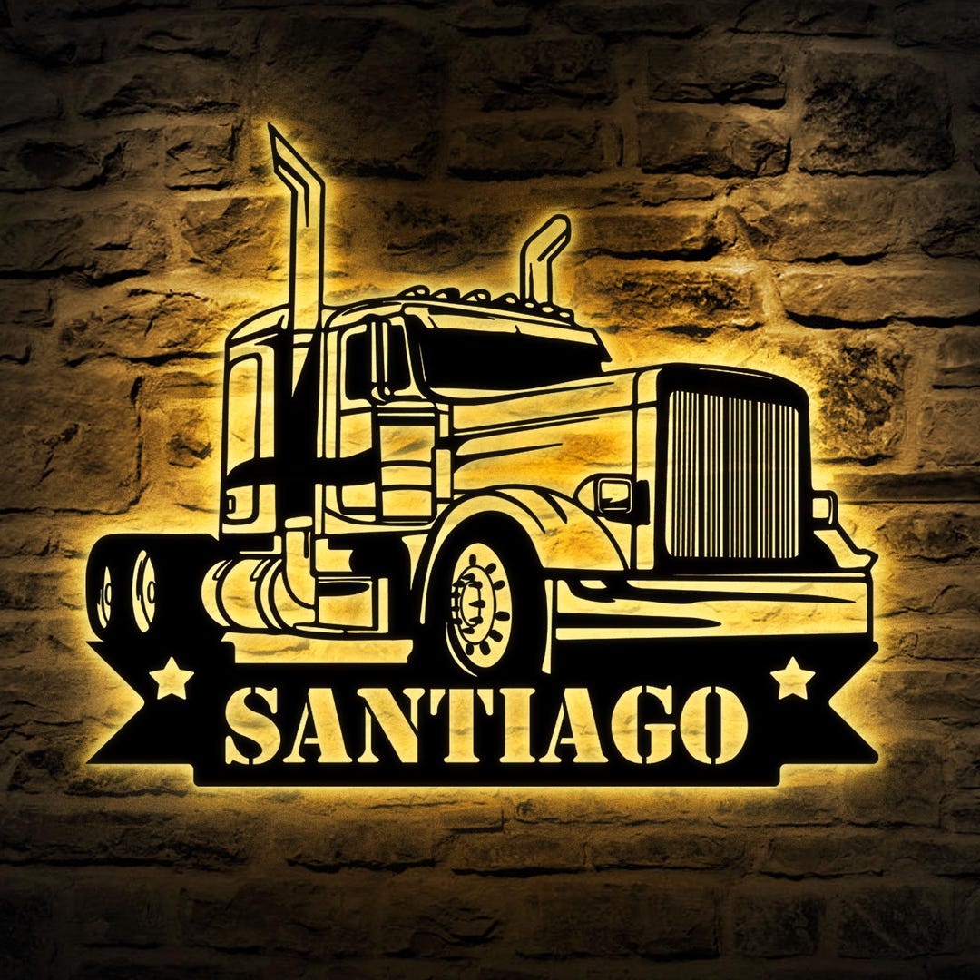 Custom Metal Semi Truck Driver Sign With Led Light, Truck Driver Gift ...