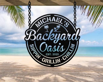 Personalized Backyard Pool Metal Sign, Outdoor Decor, Pool Signs for ...