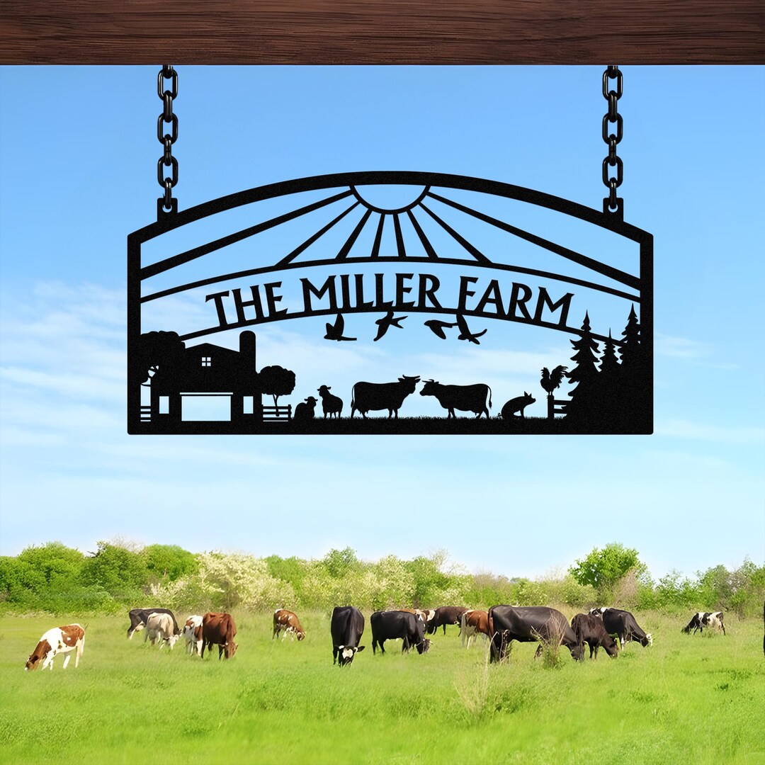 Custom Metal Farm Name Sign, Personalized Farmhouse Decor, Farm Gate ...