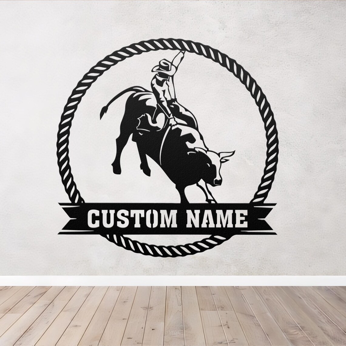 Custom Bull Rider Metal Wall Art LED Light Personalized Rodeo Name Sign ...